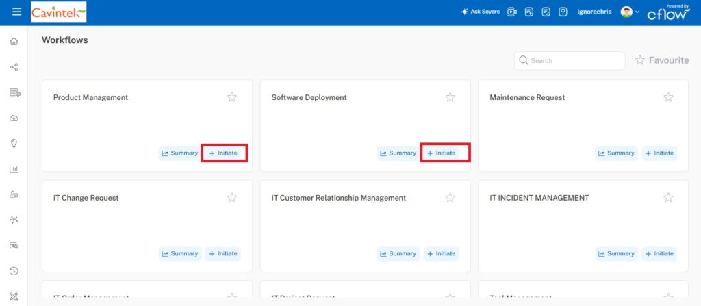 How do I initiate a new request in a workflow? - Cflowapps