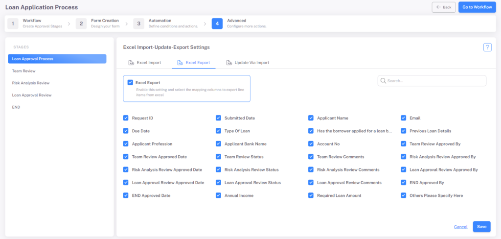 How do I export field values from Cflow to Excel? - Cflowapps