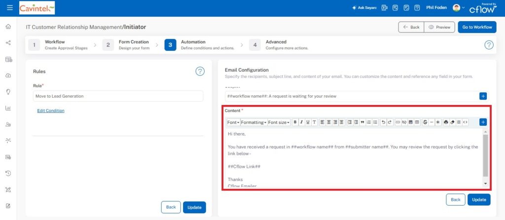 How do I customize the email notifications? - Cflowapps