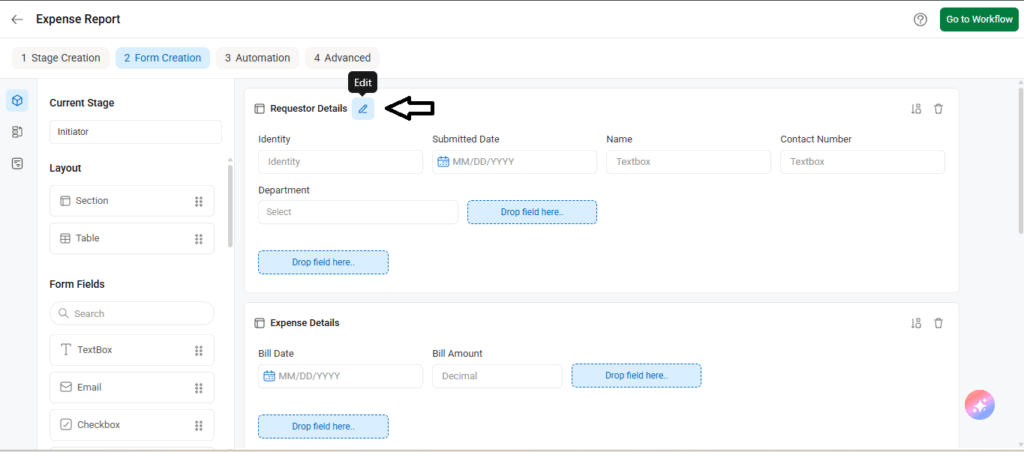 Can I customize the fields in a form sectionally? - Cflow