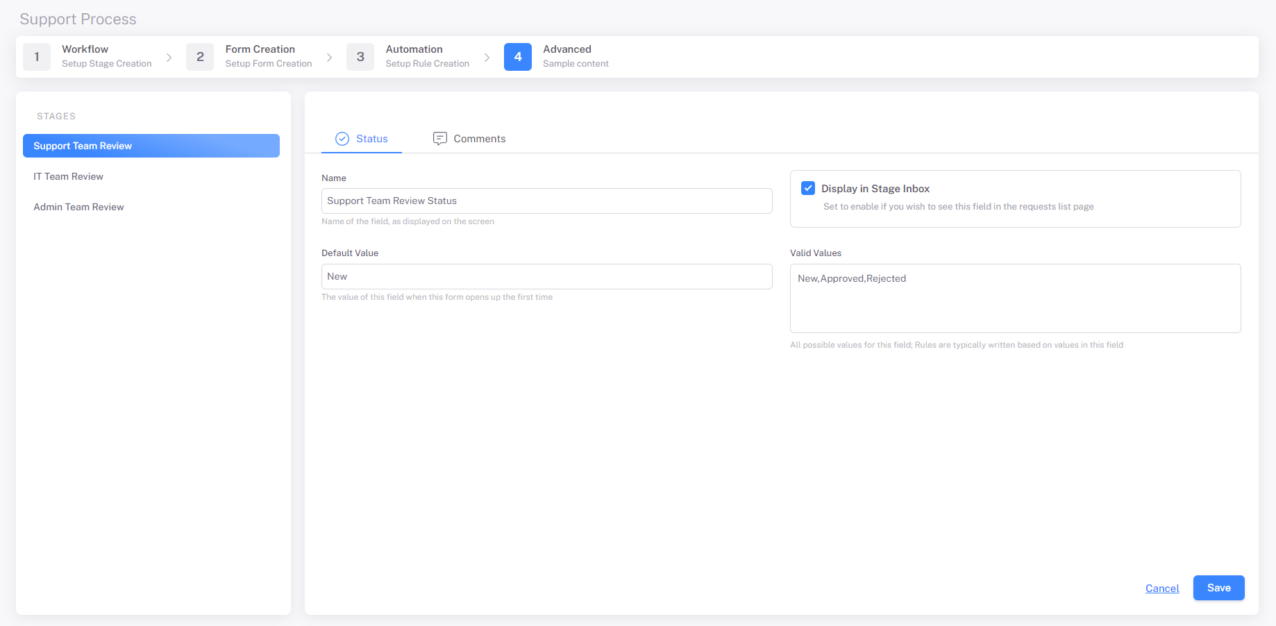 Approval Fields - Cflowapps