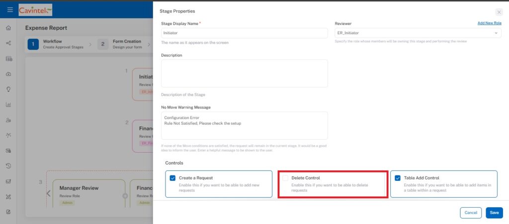 How do I delete a request in a workflow? - Cflowapps